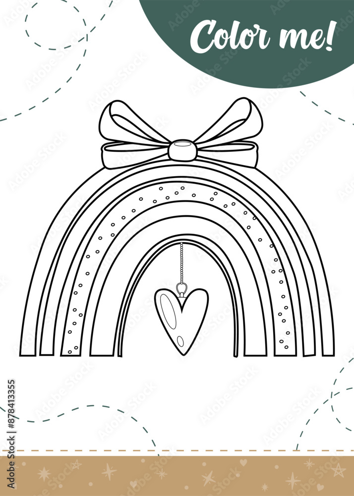 Stock-Vektorgrafik „Coloring page for kids with cartoon boho rainbow. A ...