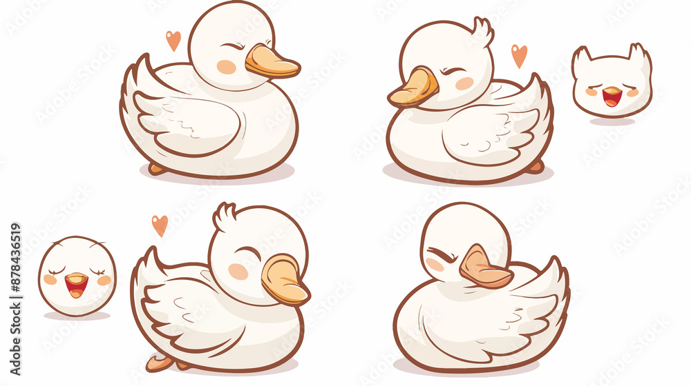 swan kawaii chibi Emoji character sticker emoticon smile emotion mascot ...