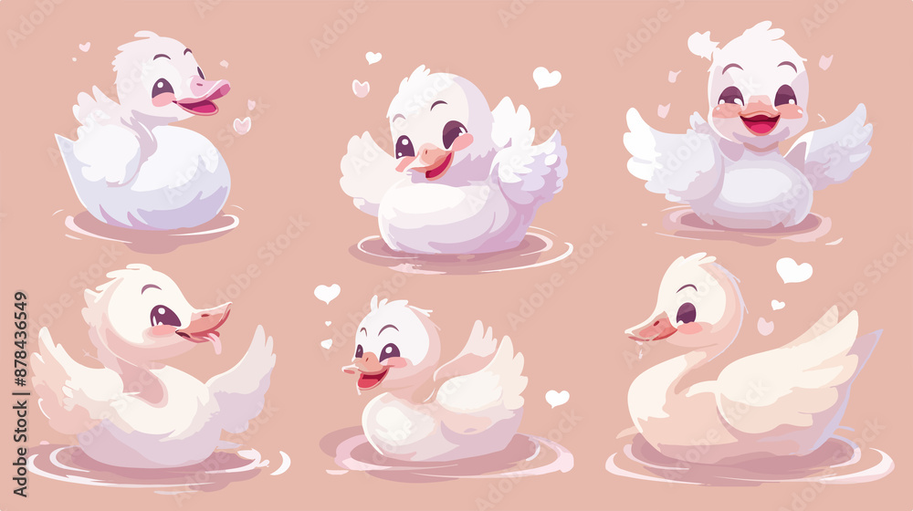 swan kawaii chibi Emoji character sticker emoticon smile emotion mascot ...