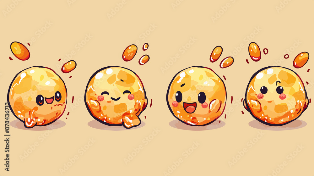 4 sets of takoyaki kawaii chibi Emoji character sticker emoticon smile ...