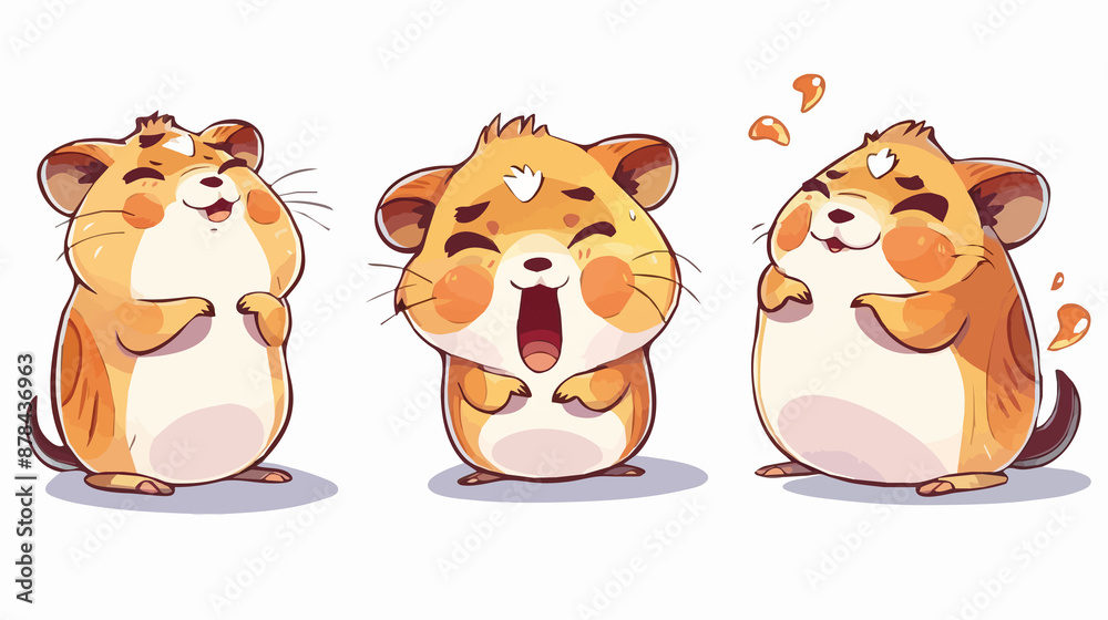 4 sets of chipmunk kawaii chibi Emoji character sticker emoticon smile ...