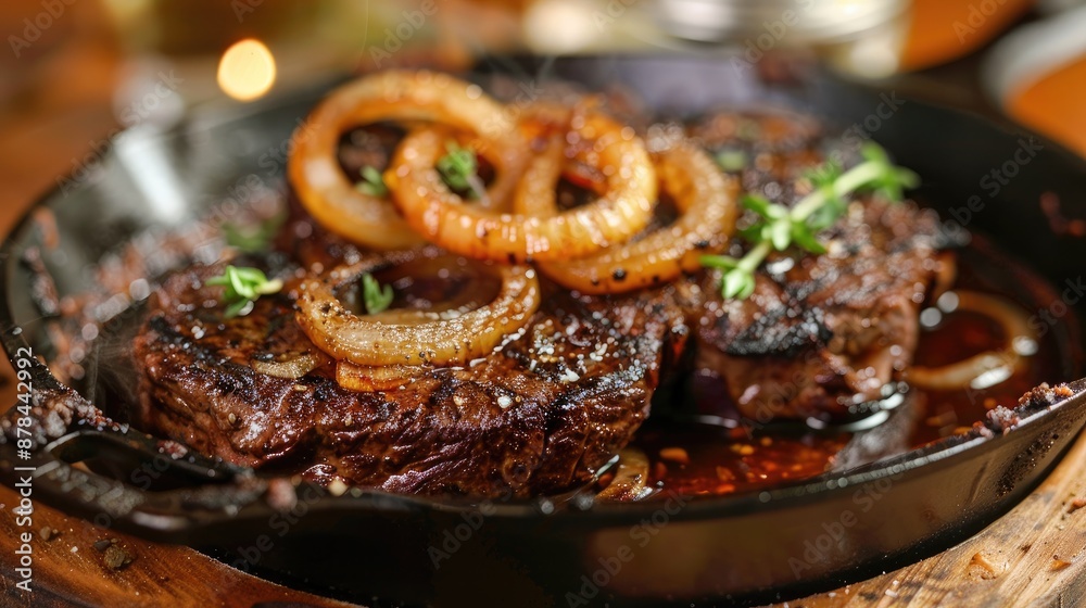 Traditional Filipino dry aged angus bistek tagalog steak with onion ...
