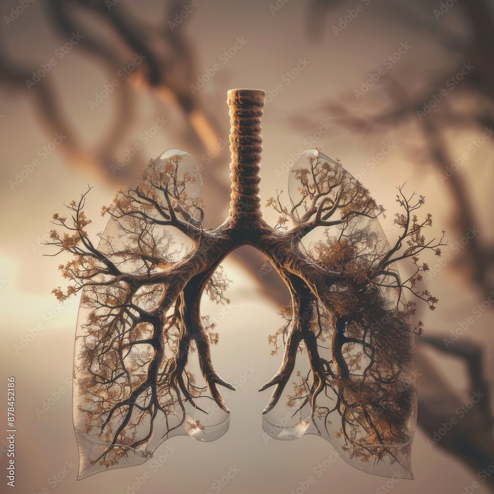 Artistic depiction of lungs resembling tree branches, highlighting the ...