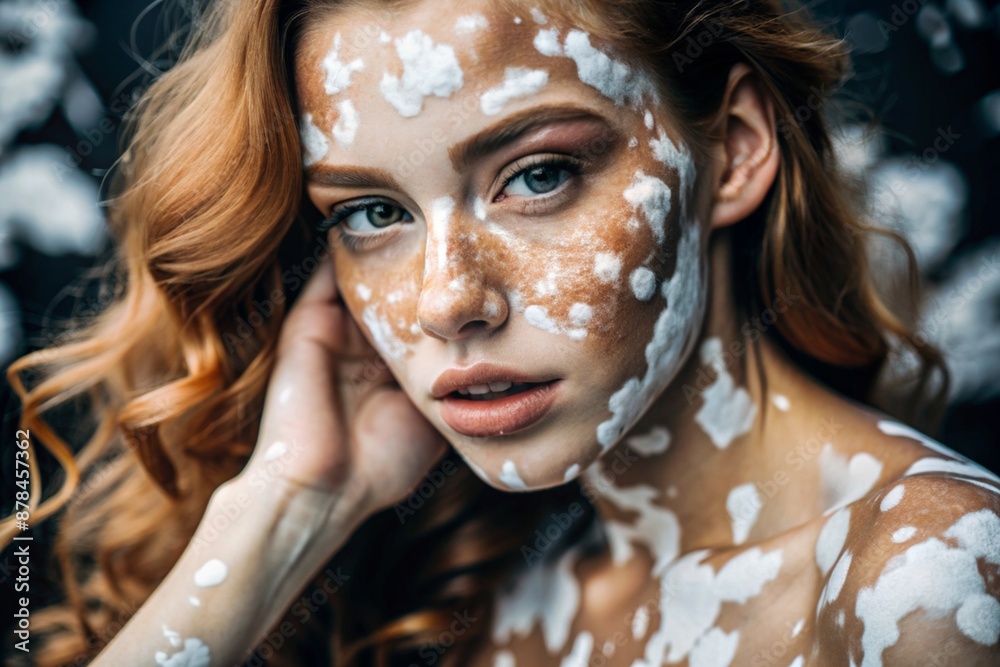 Leukoderma. Vitiligo. Violation of skin pigmentation. Large white spots ...