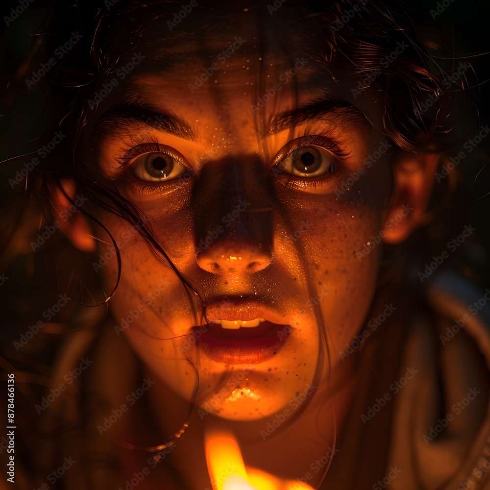 Eerie Tales by the Campfire: Portrait of a Storyteller Sharing a Ghost ...