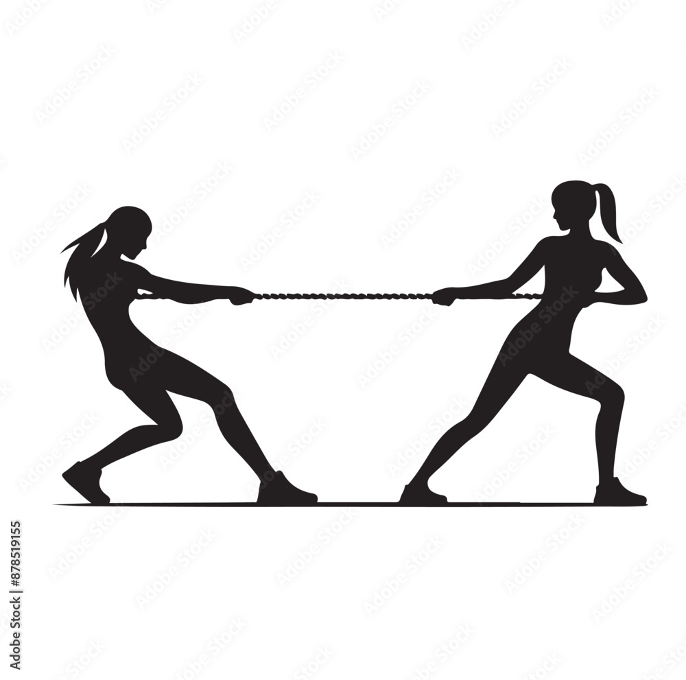 tug of war silhouette vector illustration Stock Vector | Adobe Stock