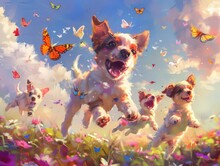 Dog Chasing Butterflies Free Stock Photo - Public Domain Pictures