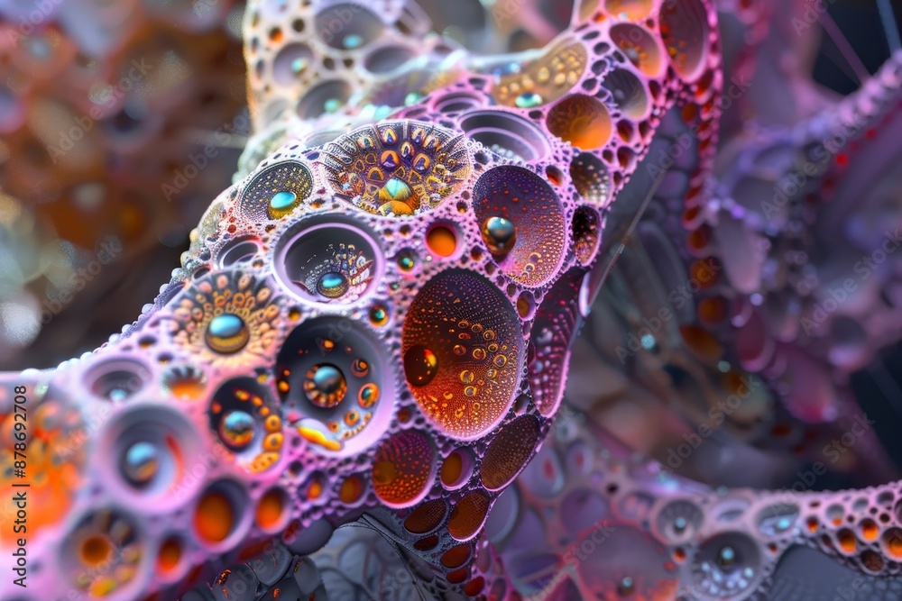 A close-up view revealing vibrant and unique cell structures of ...