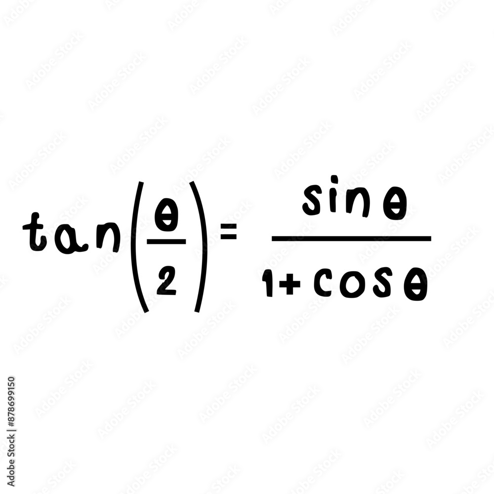 trigonometric formula_half angle formulas_tan from cos formula Stock ...