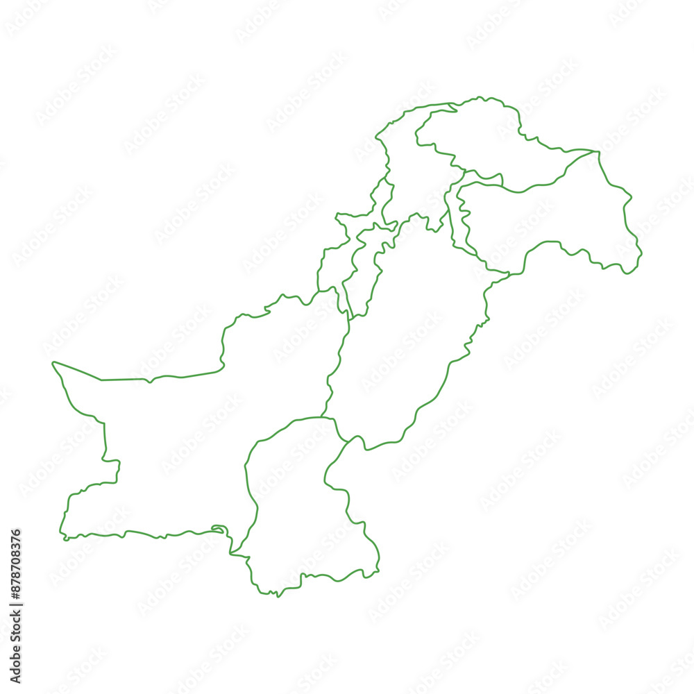 Geography Pakistani Map vector icon. Map of Pakistan. Detailed Line Map ...