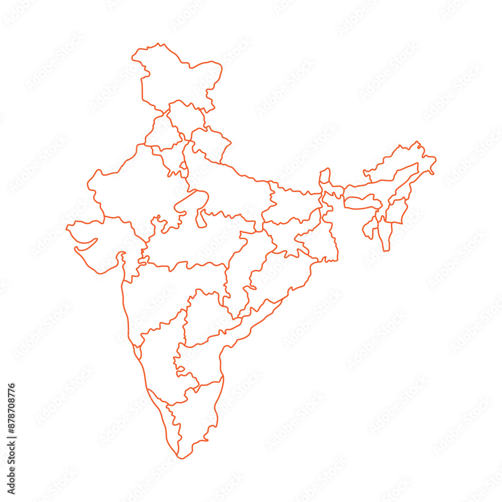 Geography Indian Map vector icon. Map of India. Detailed Line Map of ...