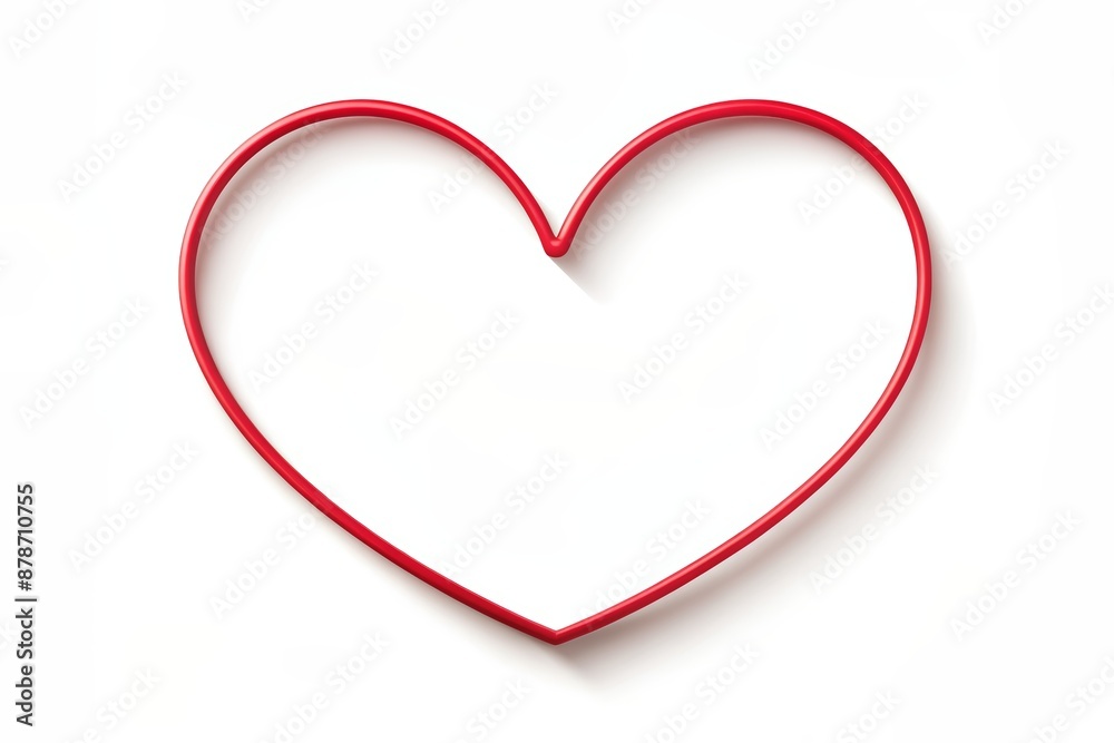 Minimalistic heart shape formed with red wire on a white background ...