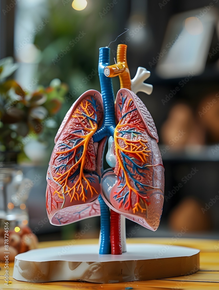 Human respiratory system model is show Lungs and heart. Human physical ...