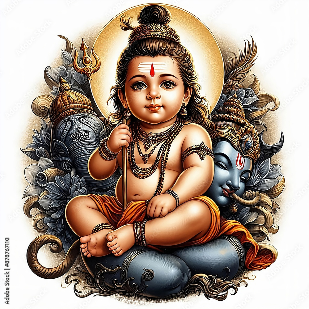 Lord Mahadev as baby illustration Stock Illustration | Adobe Stock