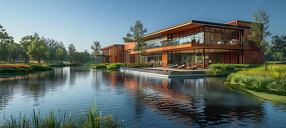Layout and features of a sustainable real estate development focusing ...