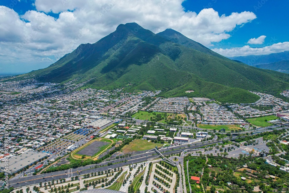 Aerial view of BBVA stadium, home of the Monterrey Football Club.First ...