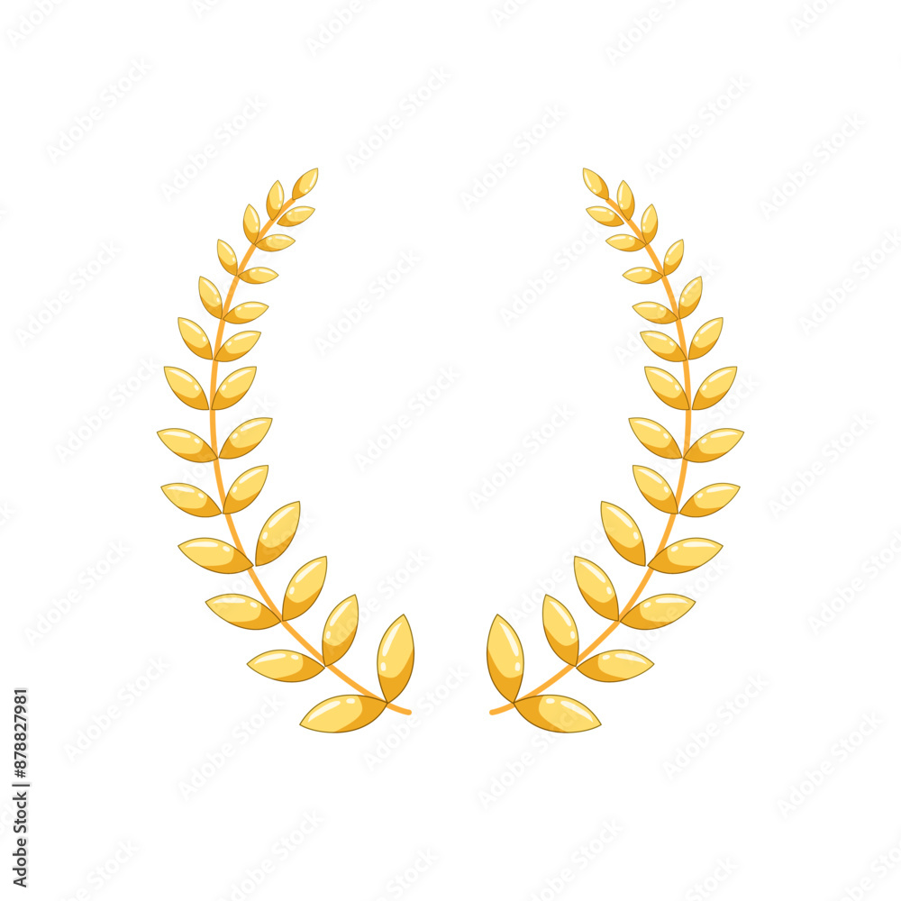 winner gold laurel cartoon. award victory, trophy wreath, emblem symbol winner gold laurel sign ...