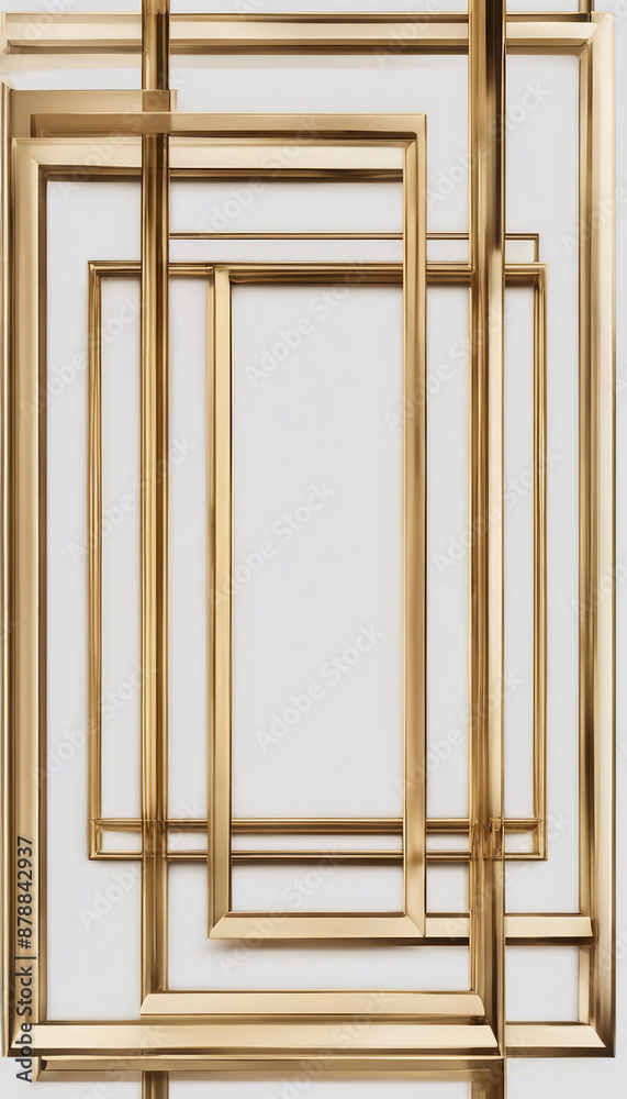 Double line rectangle golden frame isolated on transparent background ...