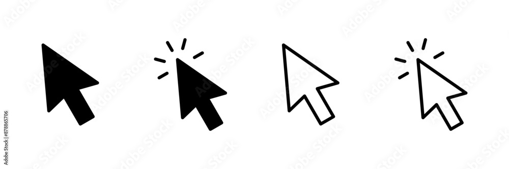 Click icon vector isolated on white background. Cursor icon. Computer mouse click cursor black ...