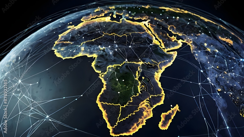 Glowing globe displaying the African continent modern technology ...