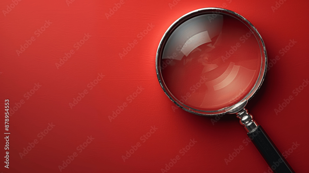 Magnifying Glass Exclamation Mark Red Background Warning Alert Risk ...