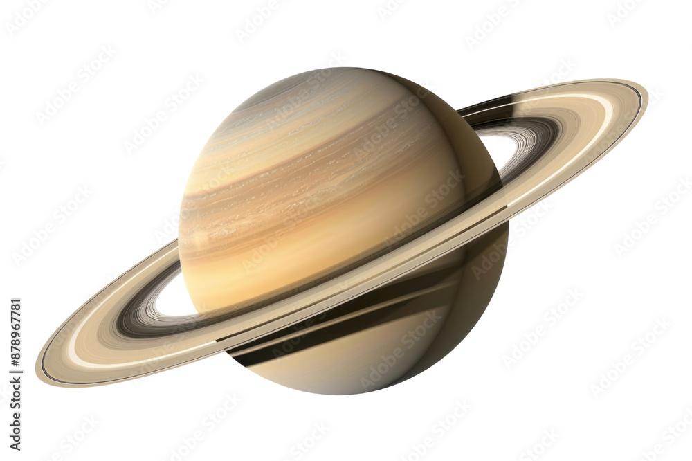 The planet Saturn isolated on a transparent background with no shadows ...