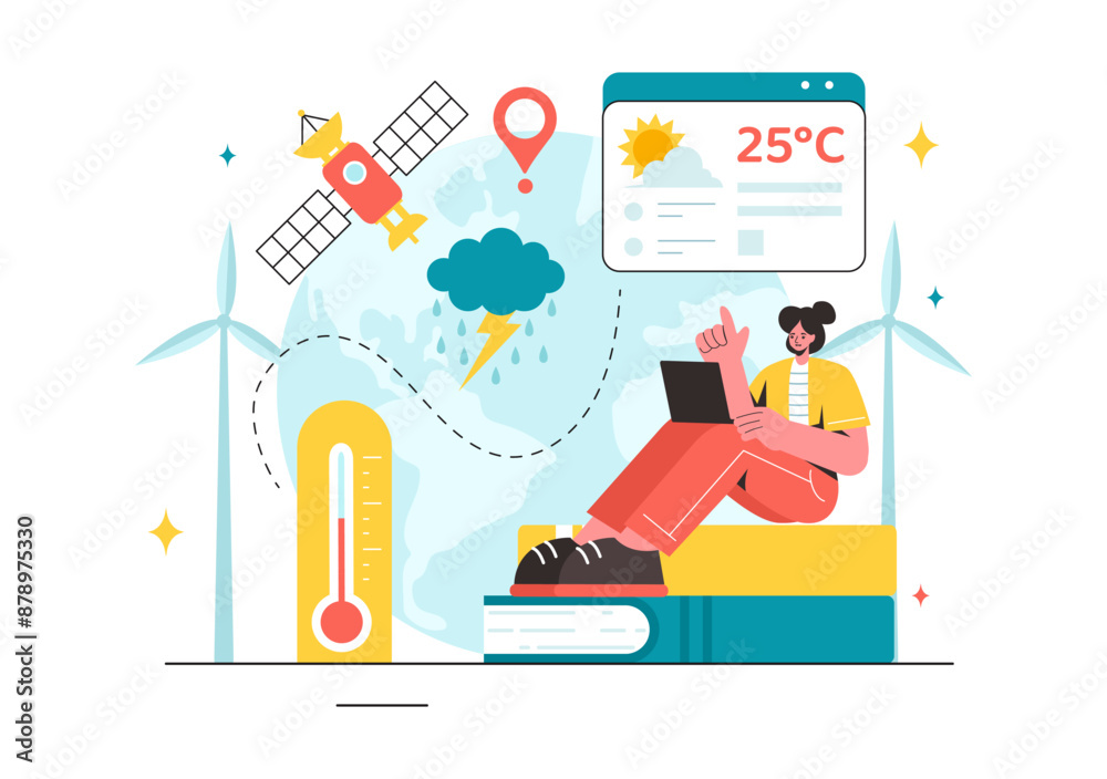 Meteorologist Vector Illustration with Weather Forecast and Atmospheric ...