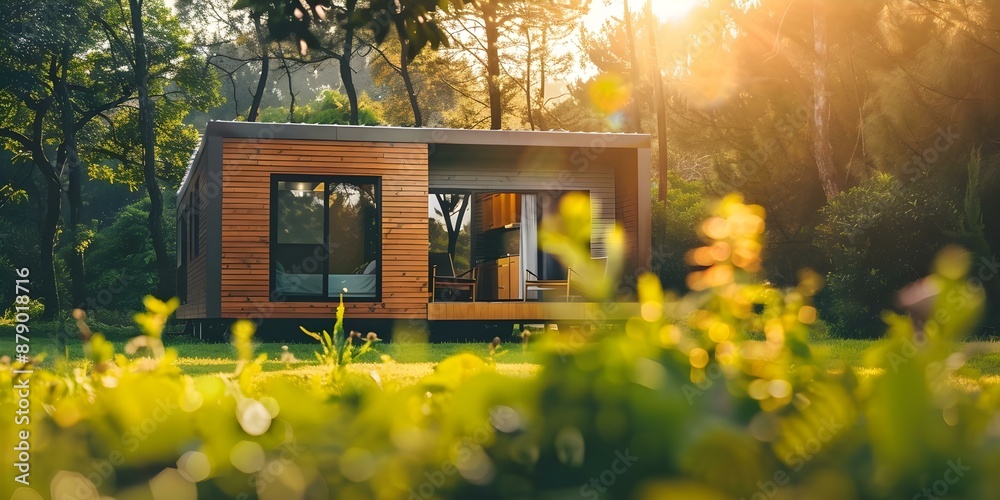Compact dwelling known as tiny home ADU or little house content ...
