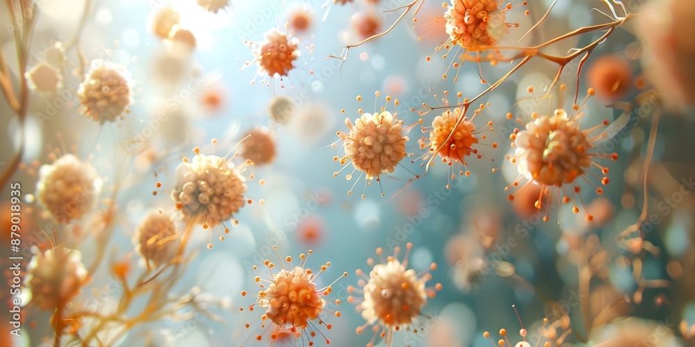 3D rendering of histamine release from basophils during allergic ...