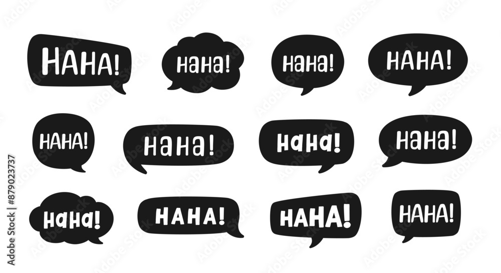 Haha laughing speech bubble sound effect different silhouette shapes ...