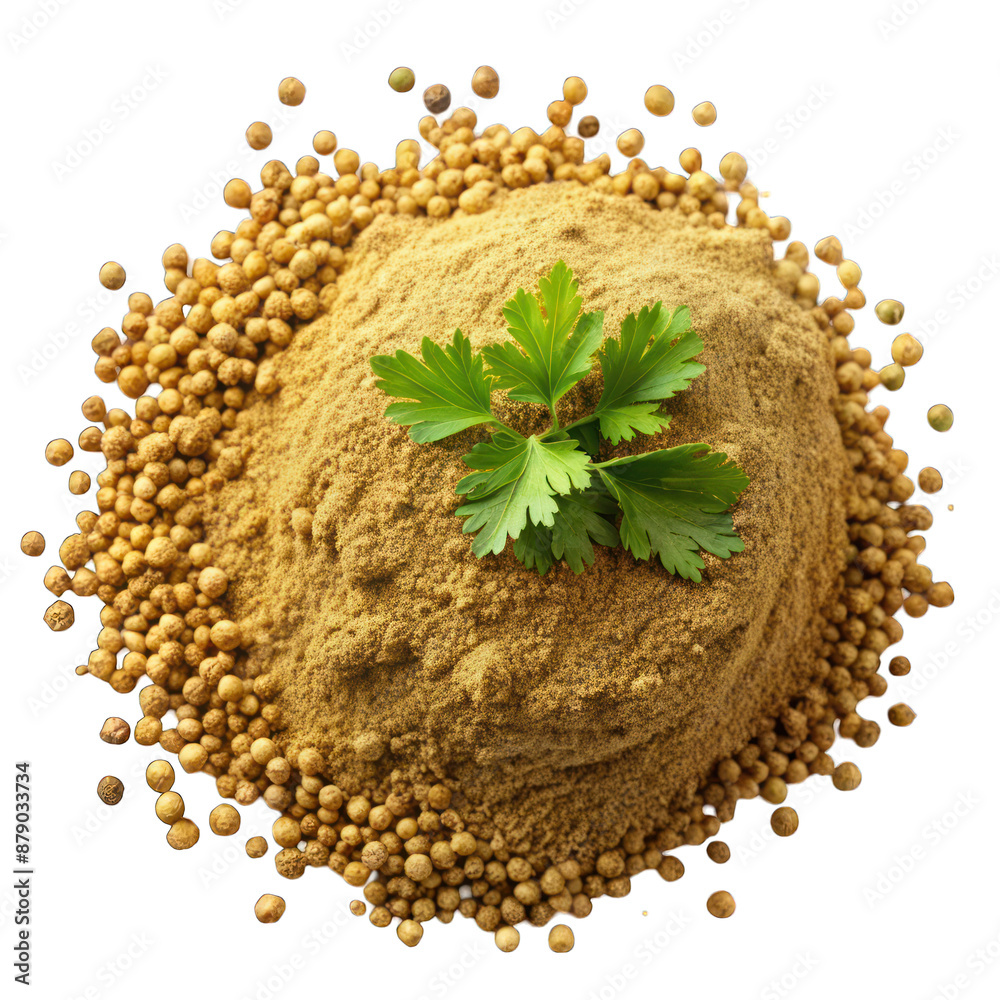 Pile of coriander powder top view isolated on transparent background ...