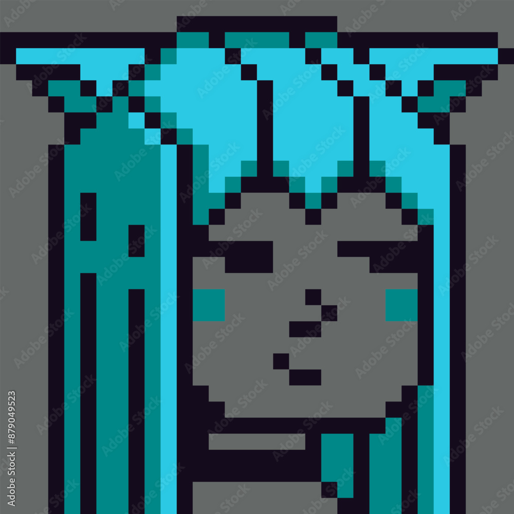 Avatar pixel woman face, female fashion character, cartoon vector icon ...