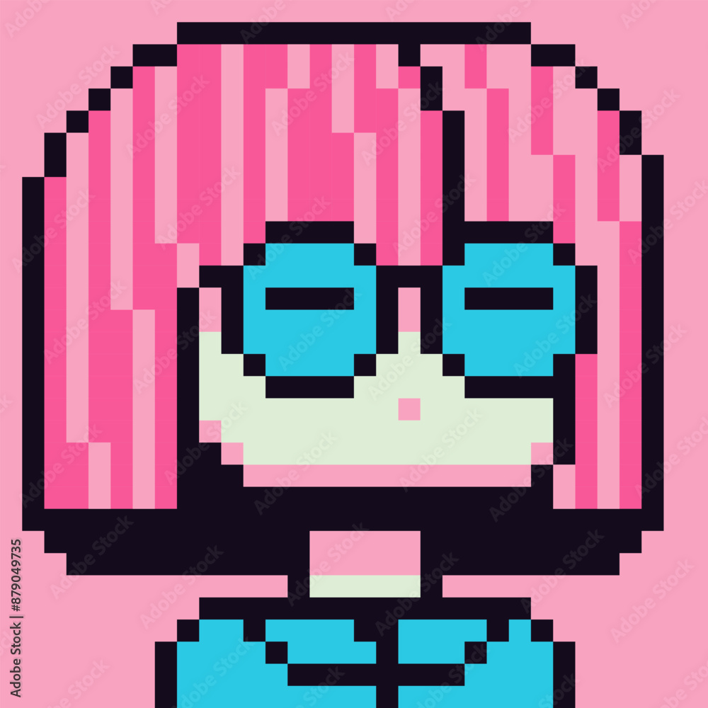 Pixel art woman, female character 8-bit, 80-s, avatar, girl face, NFT ...