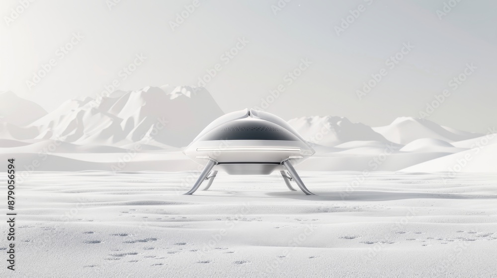 Concept art of a futuristic lander craft, meticulously drafted design ...