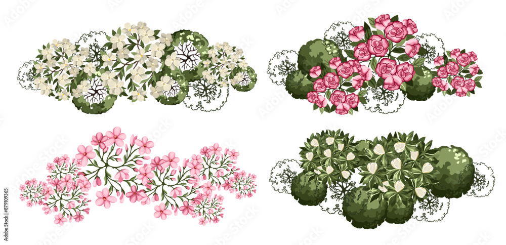 Blossom Tree for architectural floor plans. Entourage design. Various ...