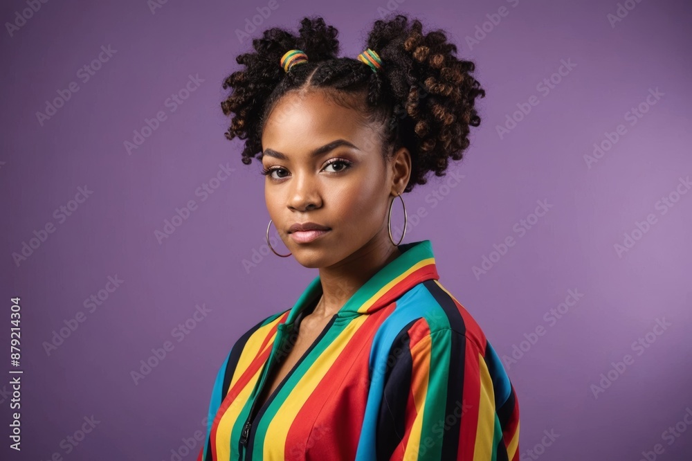 Beautiful african american woman with afro pigtails hairstyle and ...