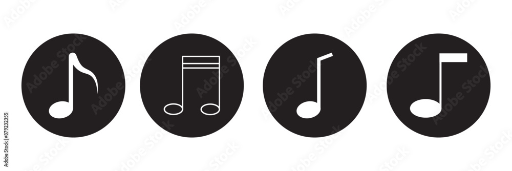 Music notes icon set , Music note symbol, song, melody or tune flat ...