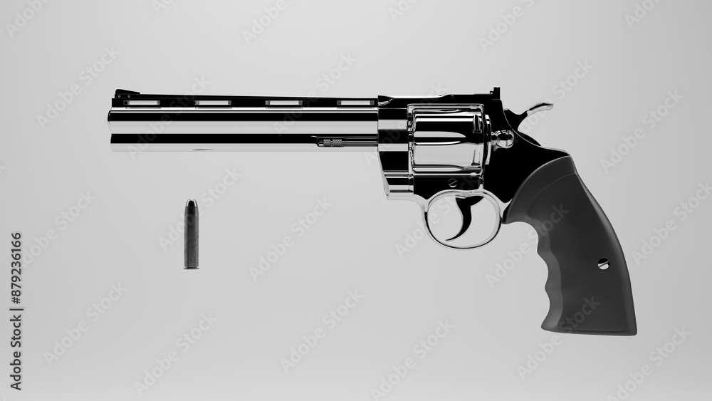 Ilustração Double action revolver bullet gun crime chrome large ...