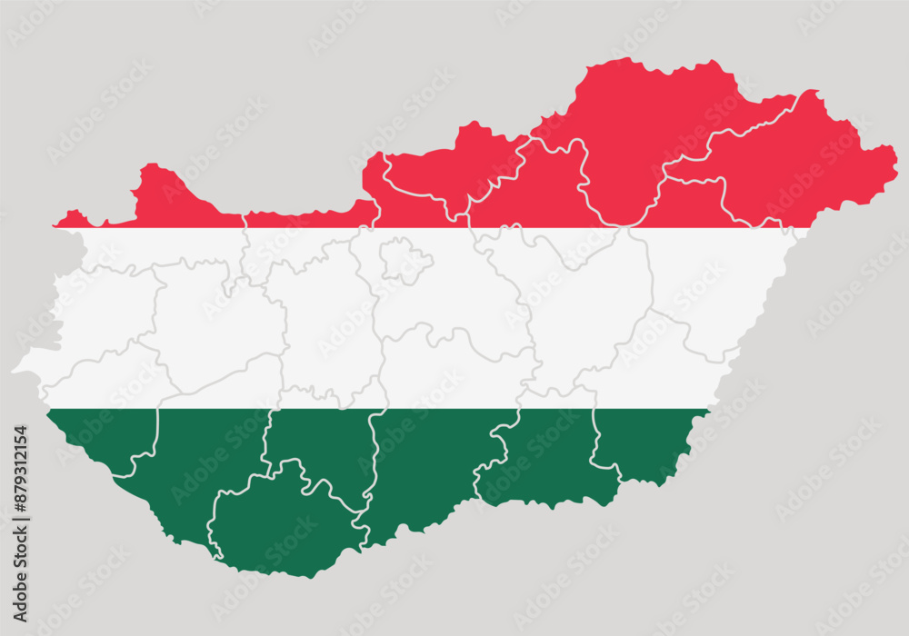 Map of the country, Hungary. Vector map of Hungary with administrative ...