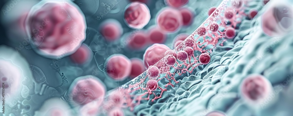 High-resolution microscopic image of a cell's membrane with genetic ...