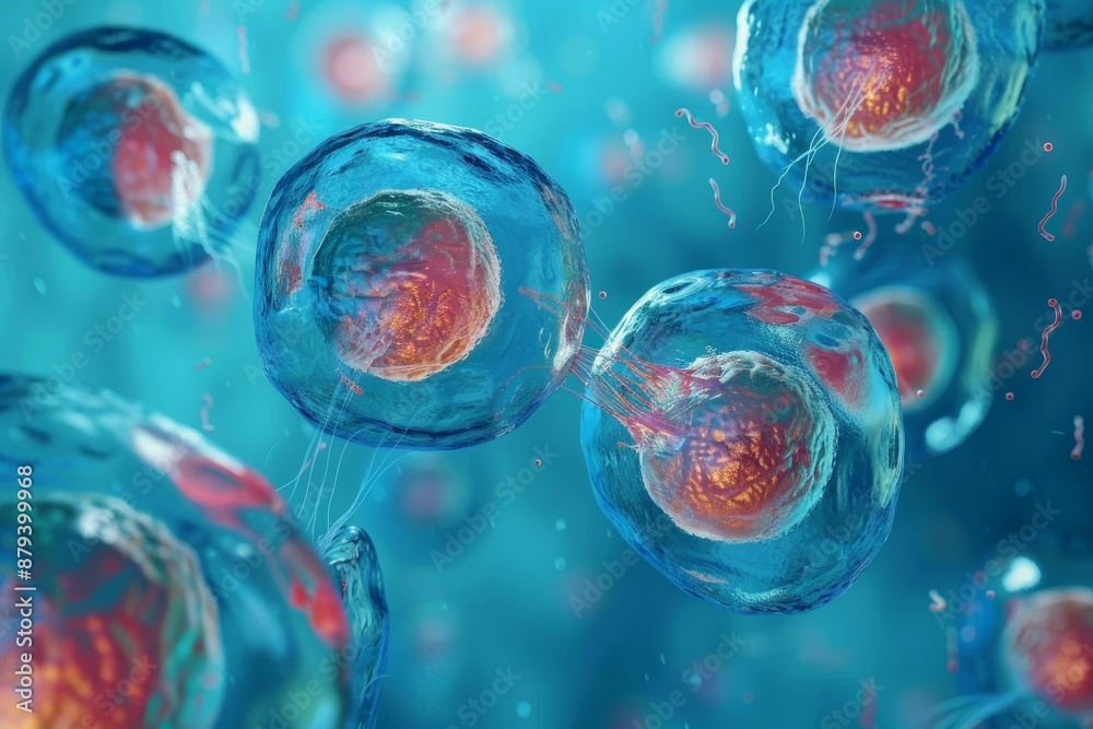 Human cell division process detailed illustration for educational and ...