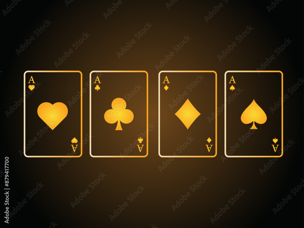 text four aces playing cards with symbol ace spades, hearts, clubs ...