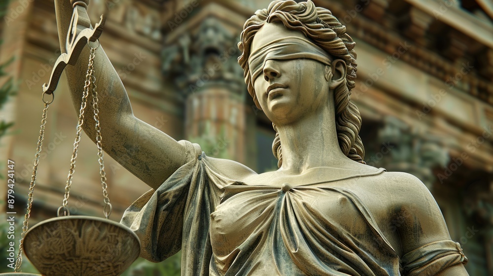 Lady Justice Statue with Blindfold and Scales Stock Illustration ...