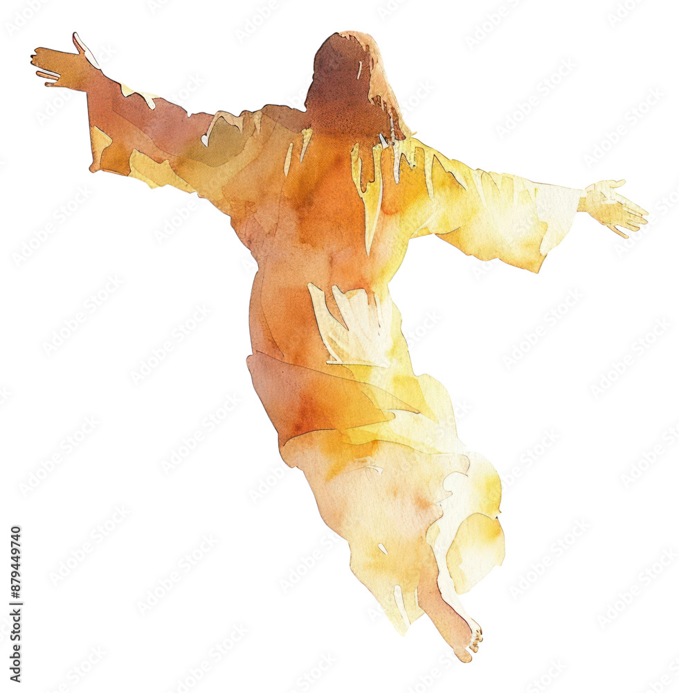 PNG Watercolor illustration jesus flying dancing splattered creativity ...