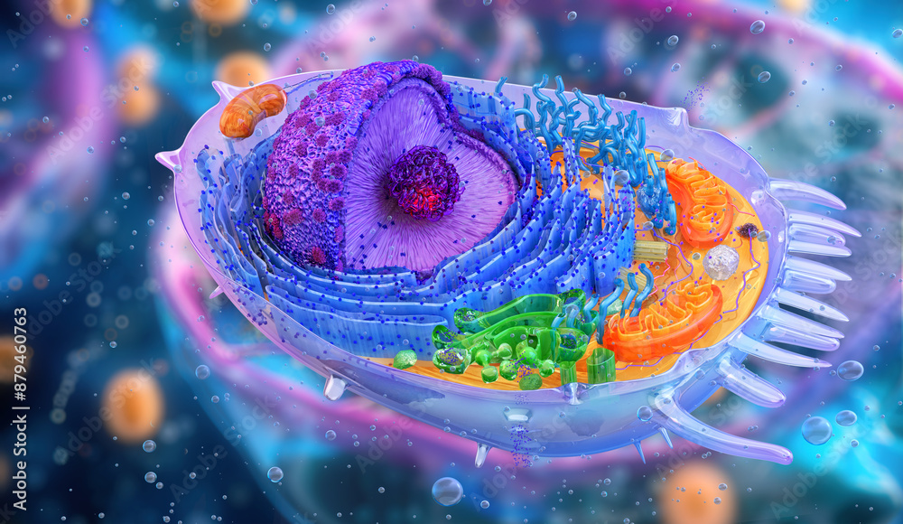 Human cell structure: nucleus, cytoplasm, golgi, organelles ...