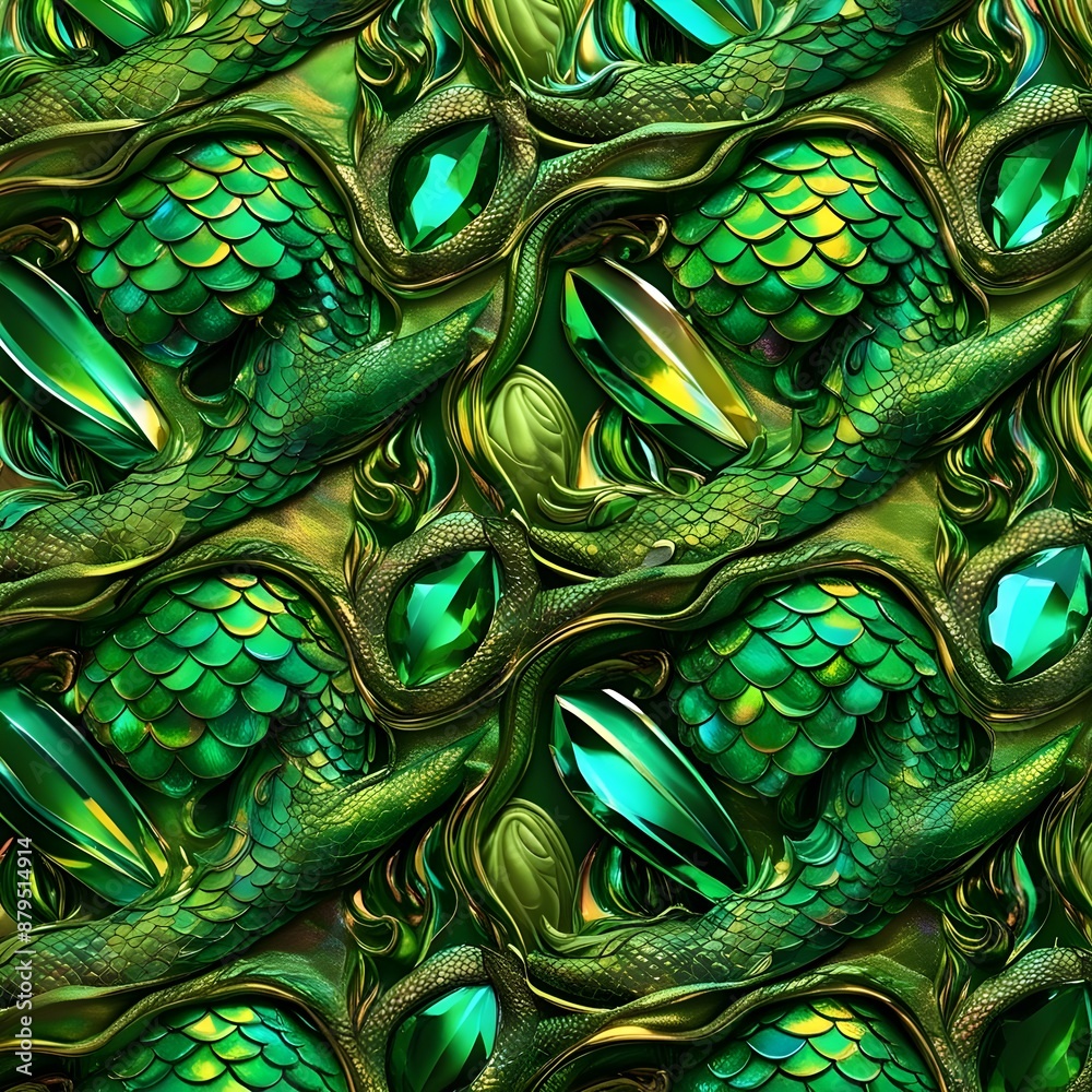 Green dragon scale pattern close-up - luxury background texture for ...