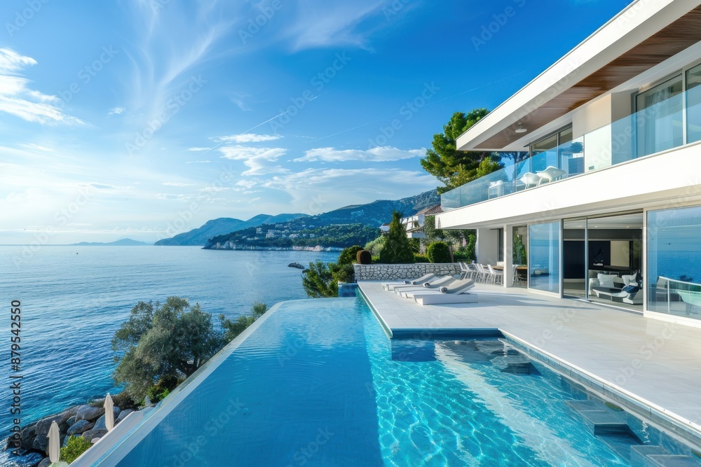 An opulent oceanfront mansion features a vast infinity pool that ...