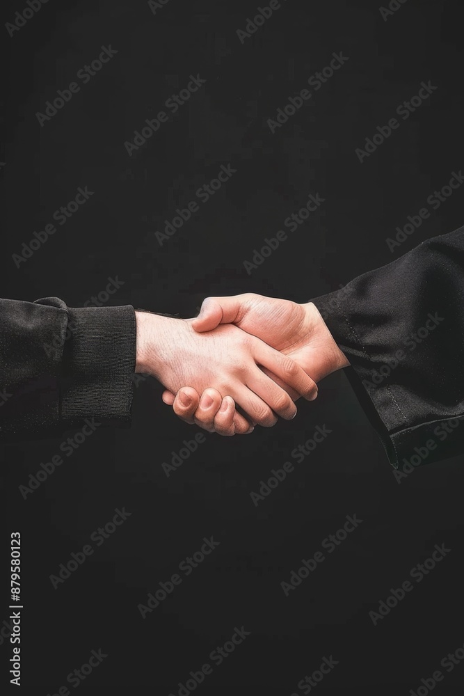 Professional Handshake against Black Background - Business Agreement ...