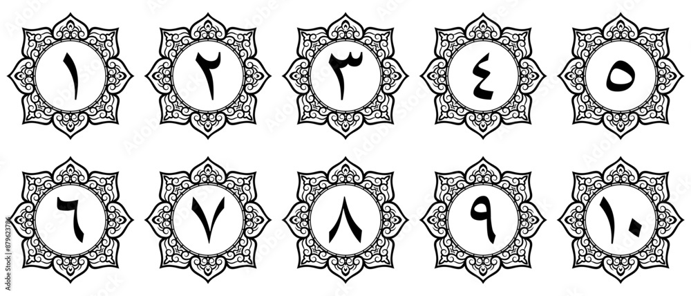 Arabic numerals with premium border decoration. illustration vector ...