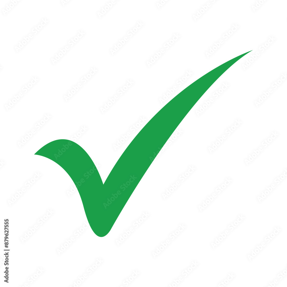 Green check mark icon on white background, green right tick mark icon ...